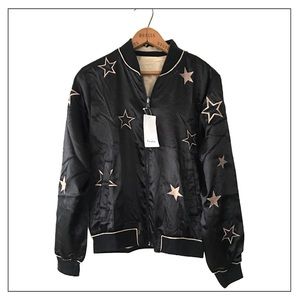 Boutique | Jackets & Coats | Reversible Satin Stars Bomber Jacket ...